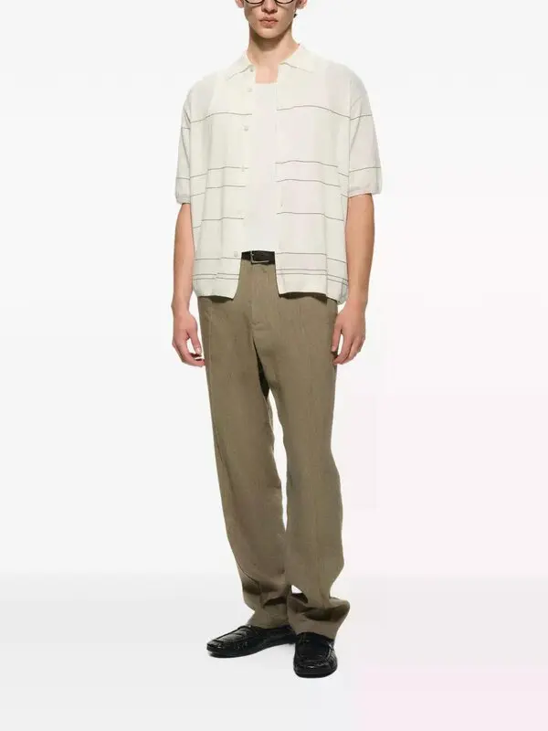 CROQUIS Striped Collared Polo Shirt - Neutrals