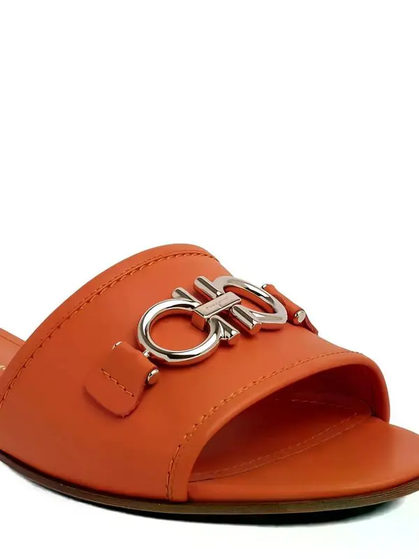 FERRAGAMO Logo Leather Sandals - Orange