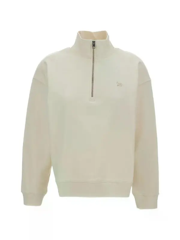 Maison Kitsuné Ribbed-trim Half-zip Sweatshirt - Neutrals