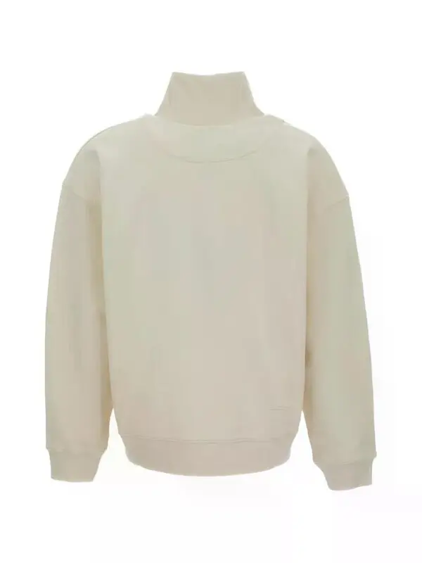 Maison Kitsuné Ribbed-trim Half-zip Sweatshirt - Neutrals