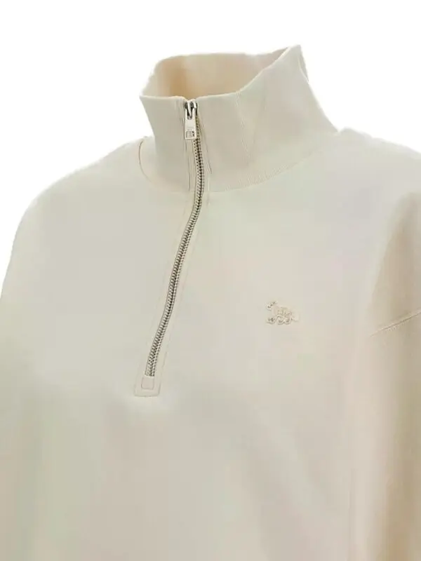 Maison Kitsuné Ribbed-trim Half-zip Sweatshirt - Neutrals