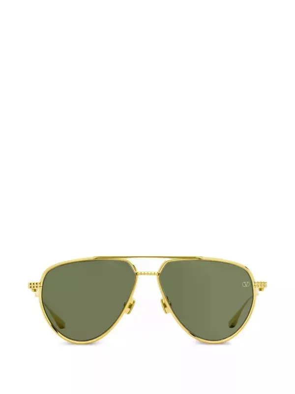Valentino Garavani V-stud Ii Double-bridge Pyramid-stud Sunglasses - Gold