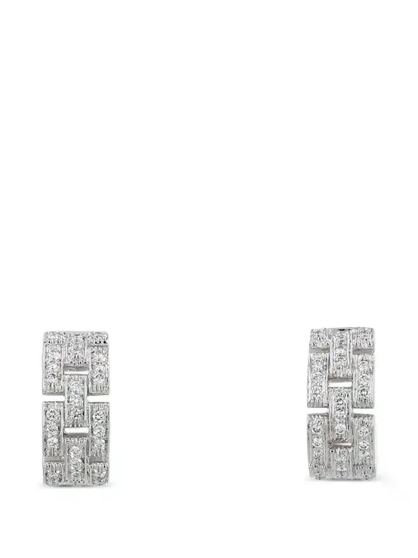 CARTIER Diamond Hoop Earrings - Silver