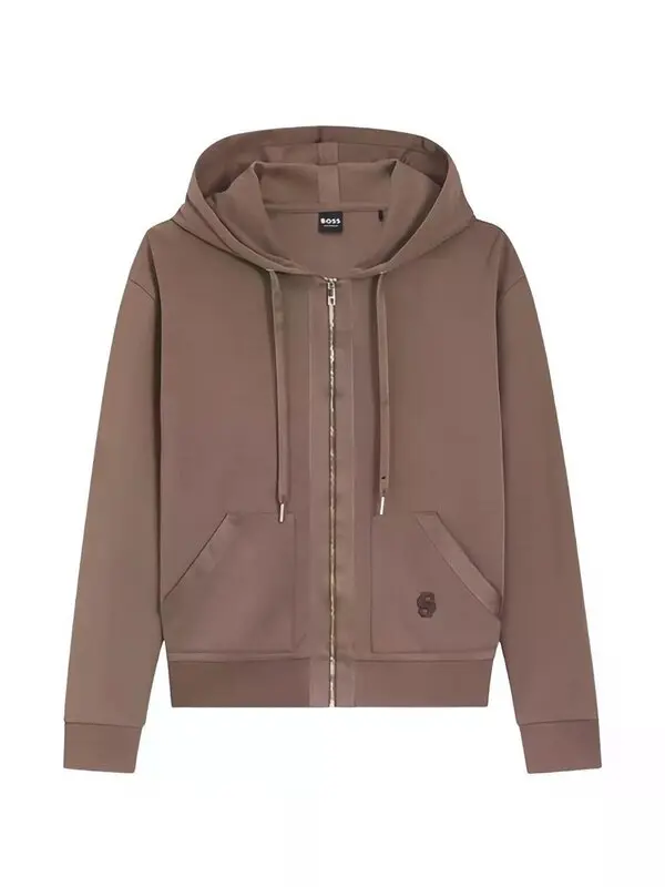 BOSS Cotton-blend Zip-up Hoodie - Brown
