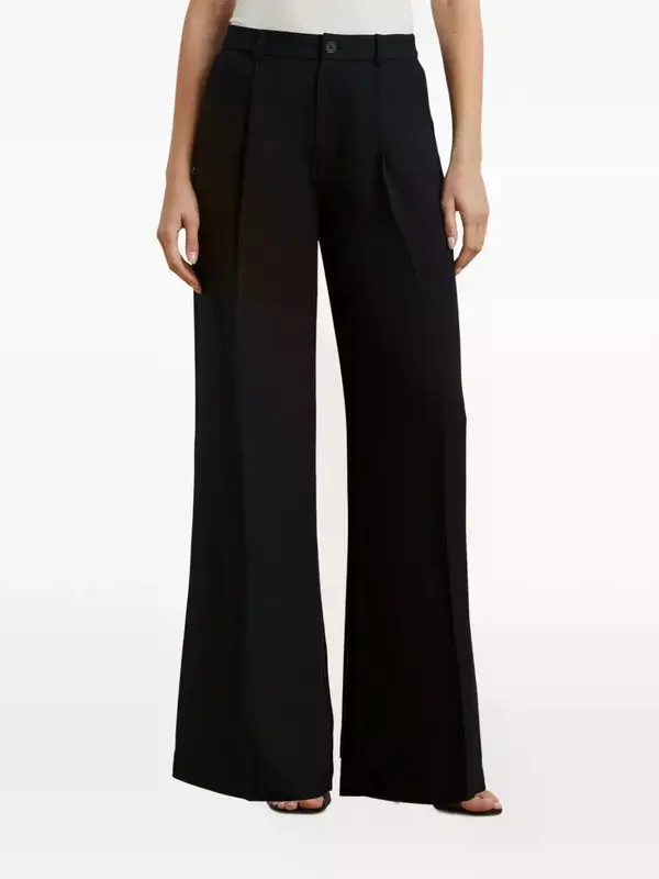Ralph Lauren Georgette Pleated Wide-leg Trousers - Black