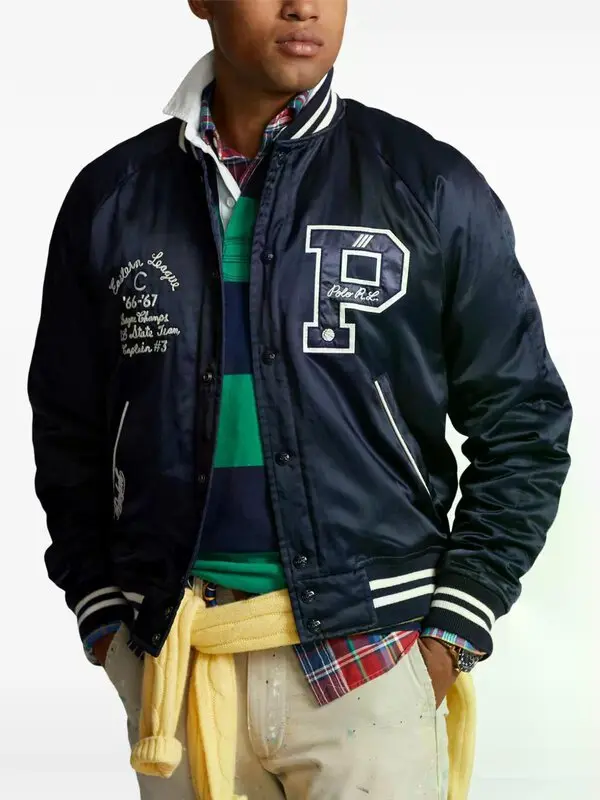 Polo Ralph Lauren Satin Letterman Bomber Jacket