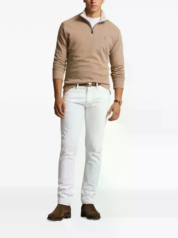 Polo Ralph Lauren Zipped Textured Knit Sweater - Brown