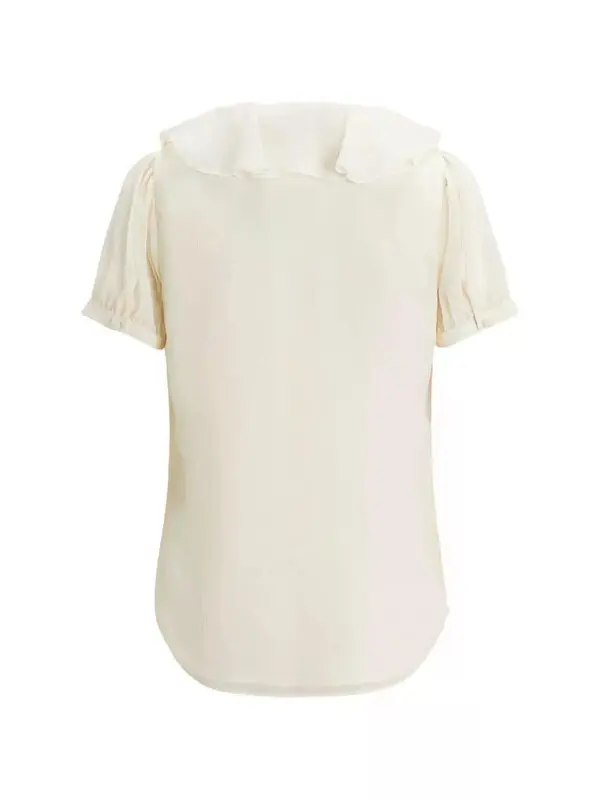 Ralph Lauren Ruffled V-neck Top - Neutrals