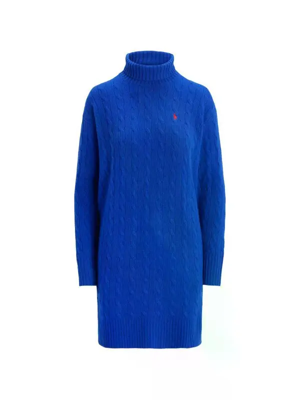 Polo Ralph Lauren Cable-knit Roll-neck Mini Dress - Blue