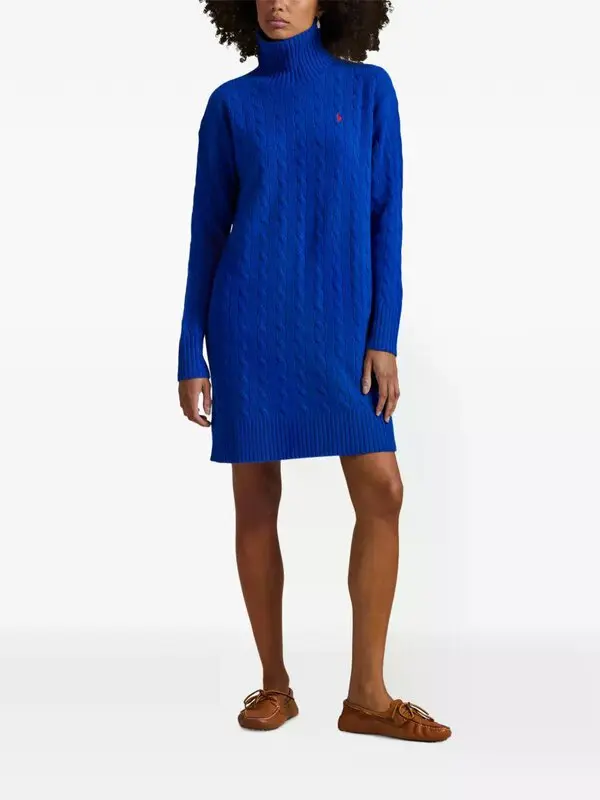 Polo Ralph Lauren Cable-knit Roll-neck Mini Dress - Blue