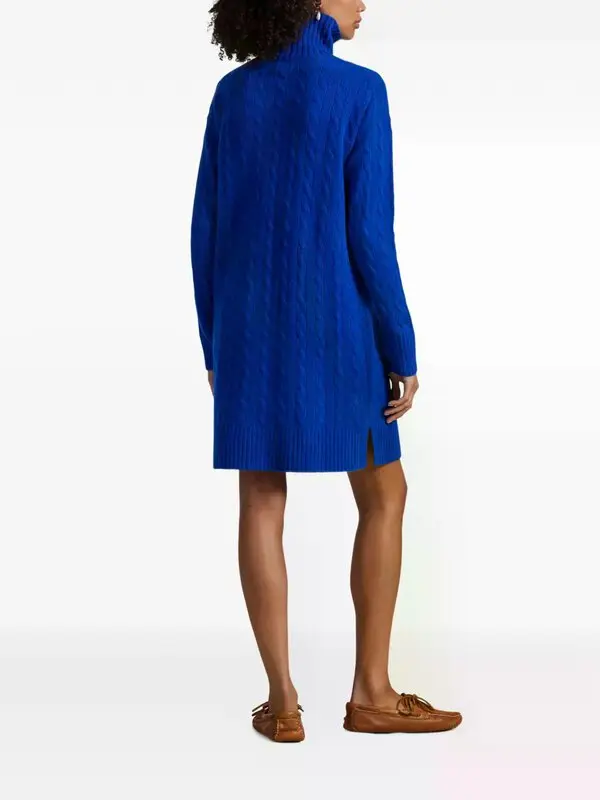 Polo Ralph Lauren Cable-knit Roll-neck Mini Dress - Blue