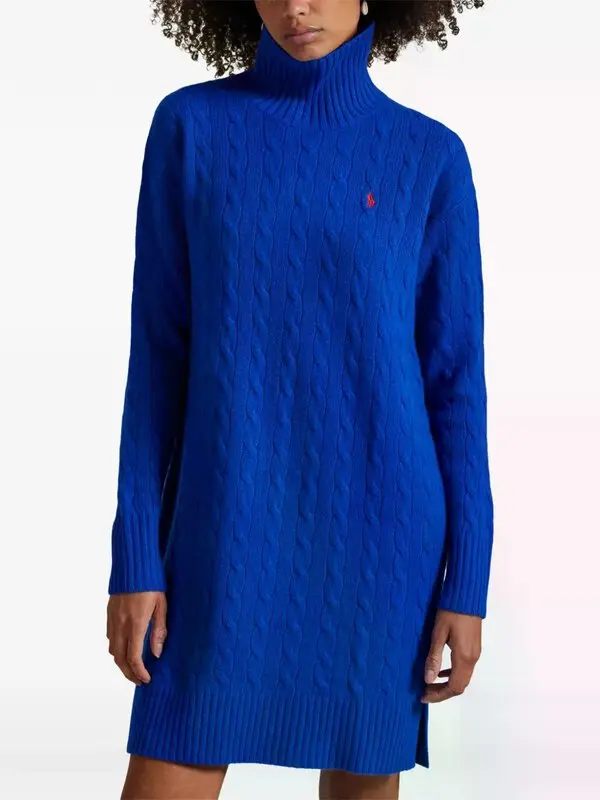 Polo Ralph Lauren Cable-knit Roll-neck Mini Dress - Blue