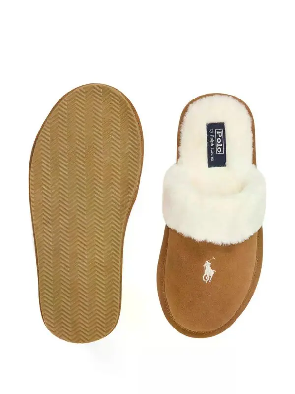 Polo Ralph Lauren Logo-embroidered Slippers - Brown