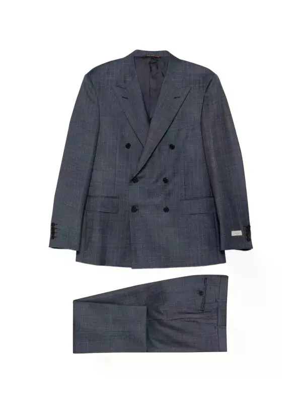 Canali Double-breasted Pinstripe Suit - Blue
