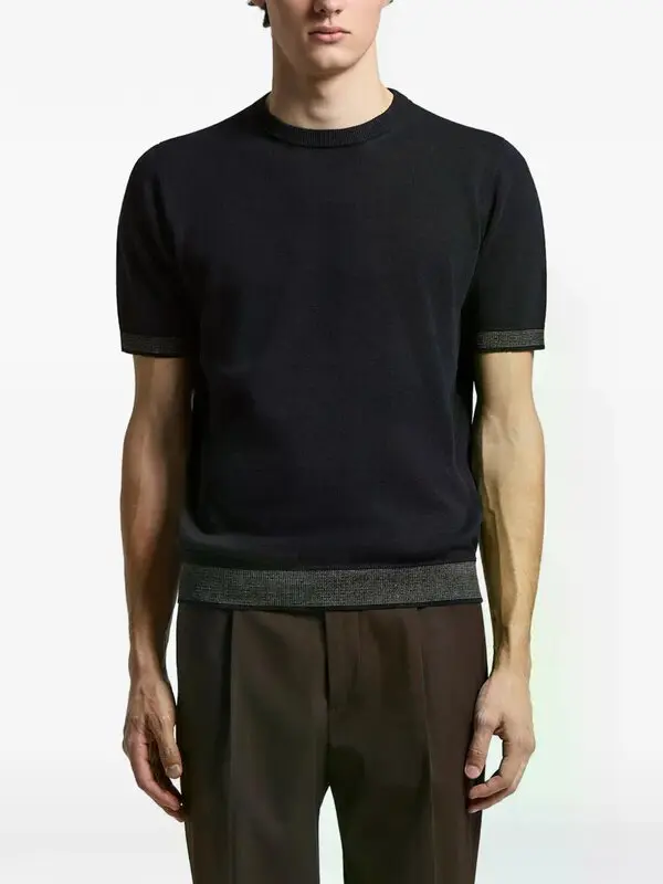Peserico Ribbed Trim T-shirt - Blue