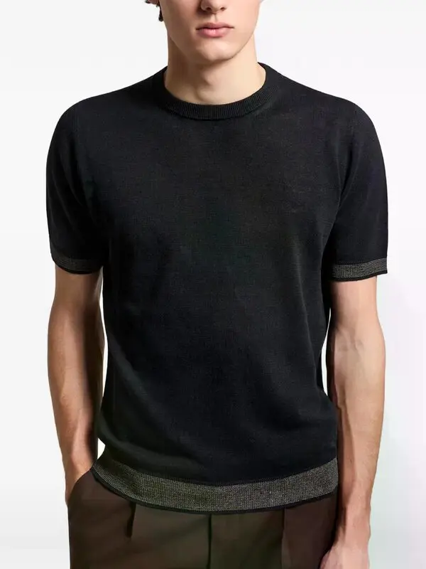 Peserico Ribbed Trim T-shirt - Blue
