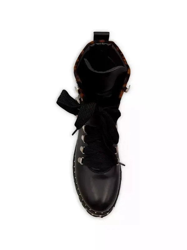 GUGLIELMO ROTTA Leopard Print Lace-up Studded Platform Boots