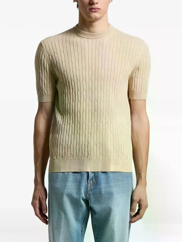 Peserico Ribbed Knit Short-sleeve T-shirt - Neutrals