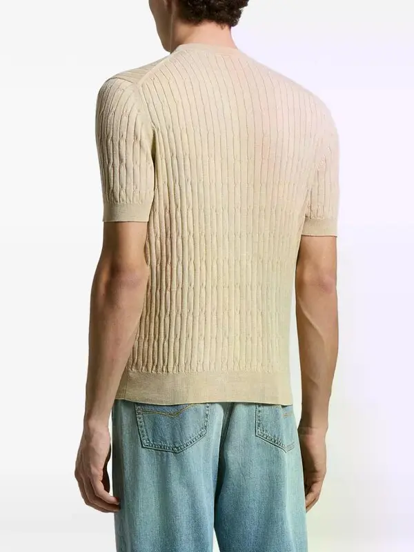 Peserico Ribbed Knit Short-sleeve T-shirt - Neutrals