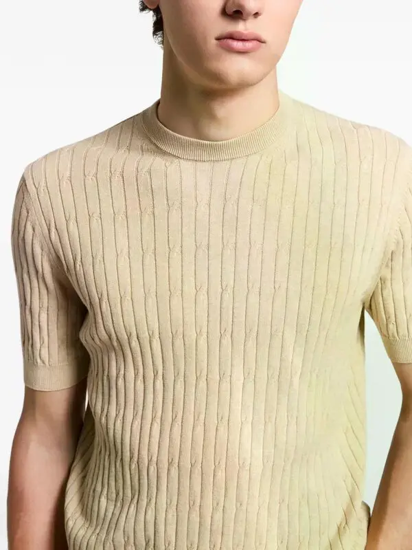 Peserico Ribbed Knit Short-sleeve T-shirt - Neutrals