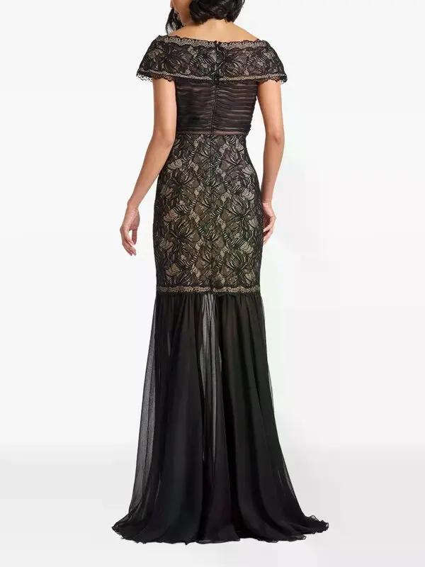 Tadashi Shoji Lace Striped Dress - Black