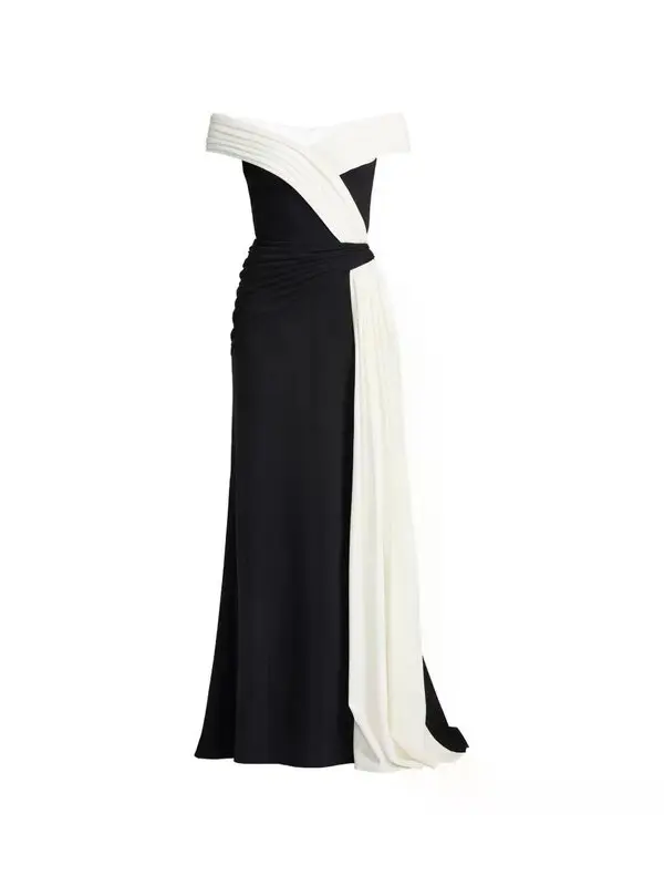 Tadashi Shoji Draped Slit Maxi Dress - Black