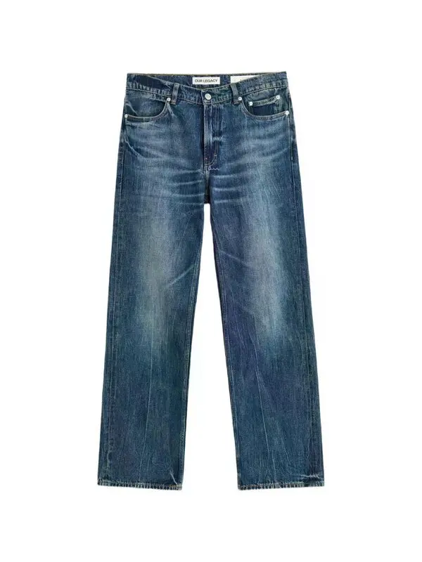 Our Legacy Carlson Cut Faded Denim Trousers - Blue