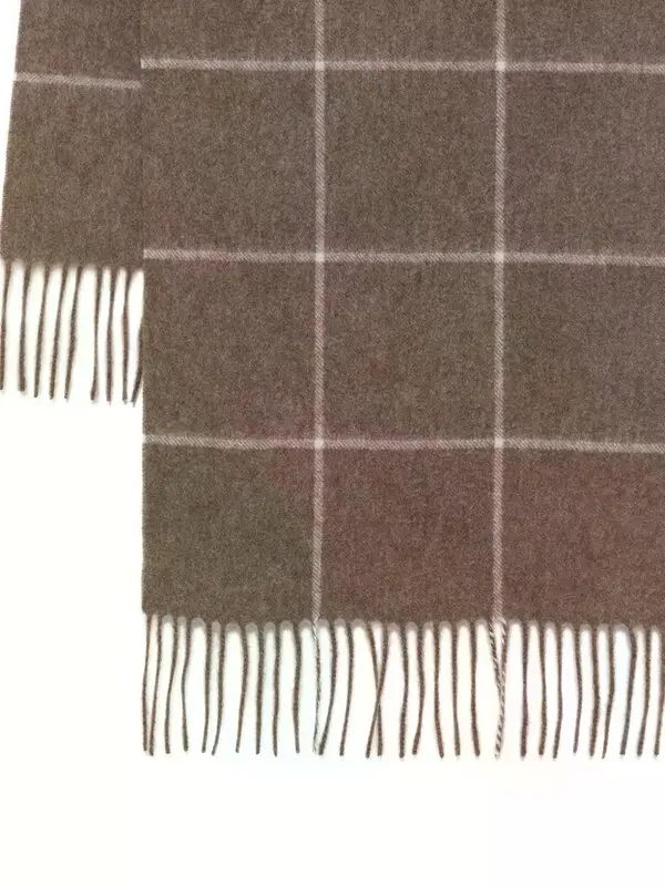 N.peal Check Cashmere Scarf - Neutrals