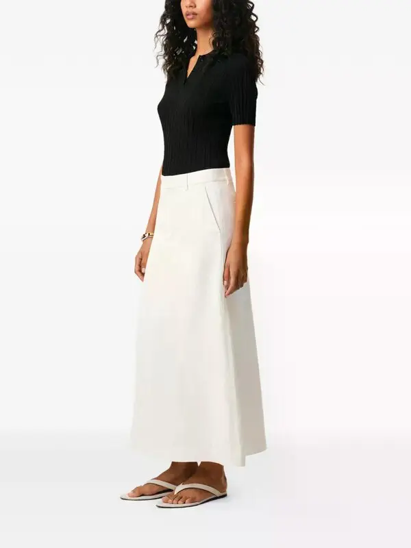AMI Paris Blended Linen Trapeze Skirt - White
