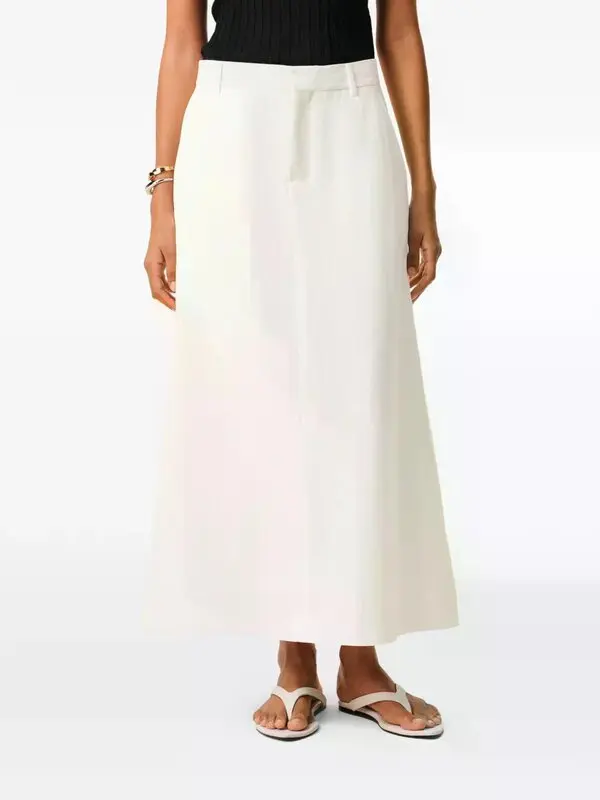 AMI Paris Blended Linen Trapeze Skirt - White