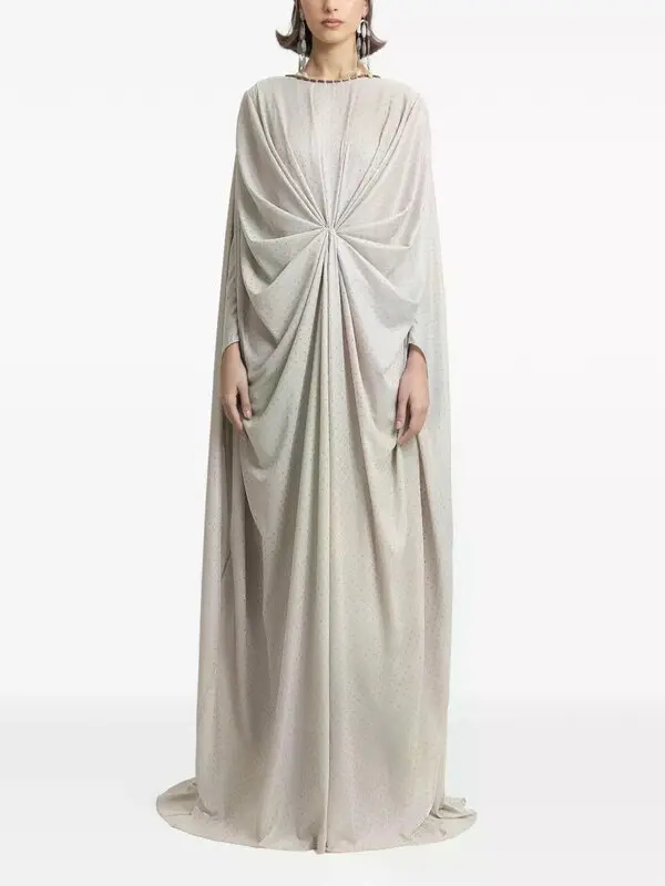 GEMY MAALOUF Beaded-neckline Maxi Kaftan - Neutrals