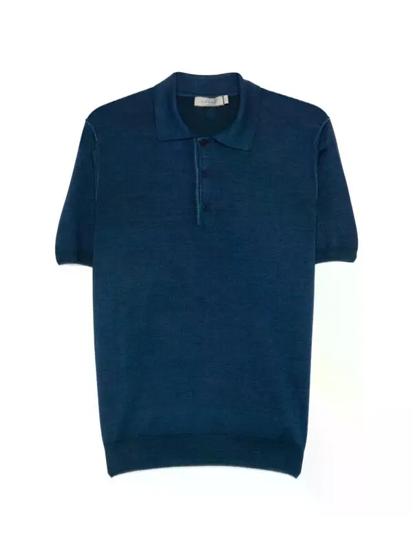 Canali Button Short-sleeve Polo Shirt - Blue