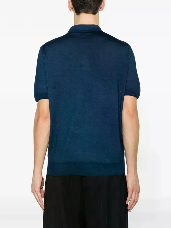 Canali Button Short-sleeve Polo Shirt - Blue