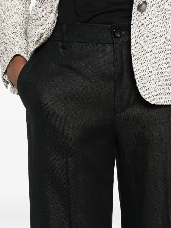 L.B.M. 1911 Linen Trousers With Cuffed Hem - Black