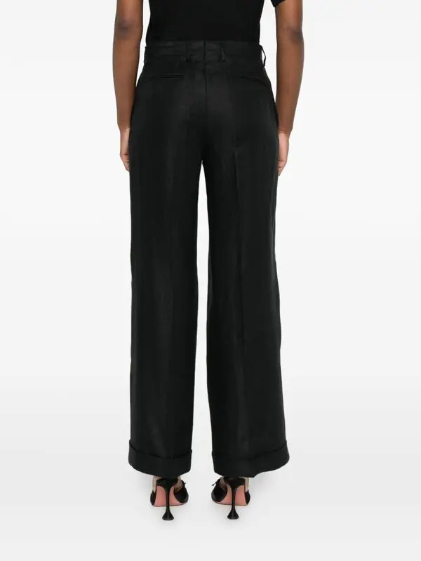 L.B.M. 1911 Linen Trousers With Cuffed Hem - Black