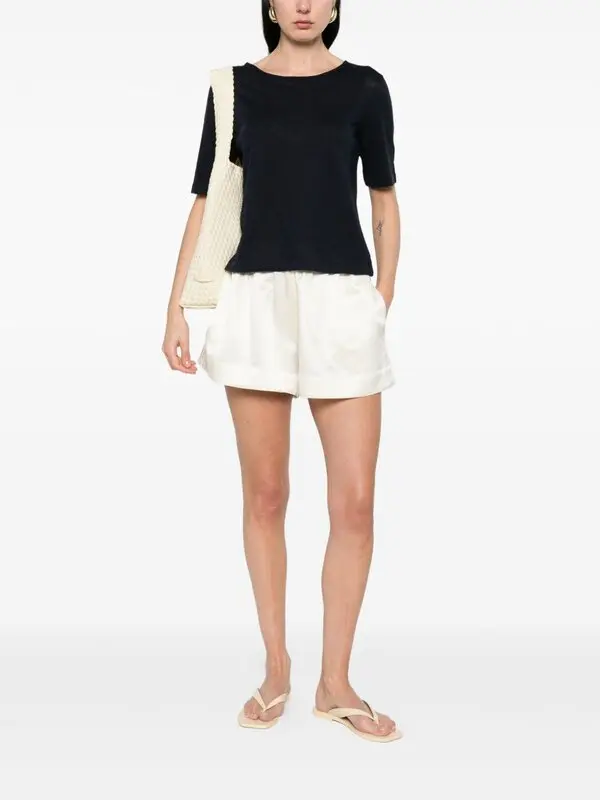 BASE Linen And Cotton Blend Sweater - Blue