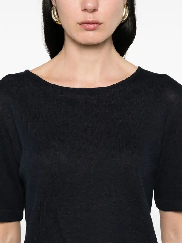 BASE Linen And Cotton Blend Sweater - Blue