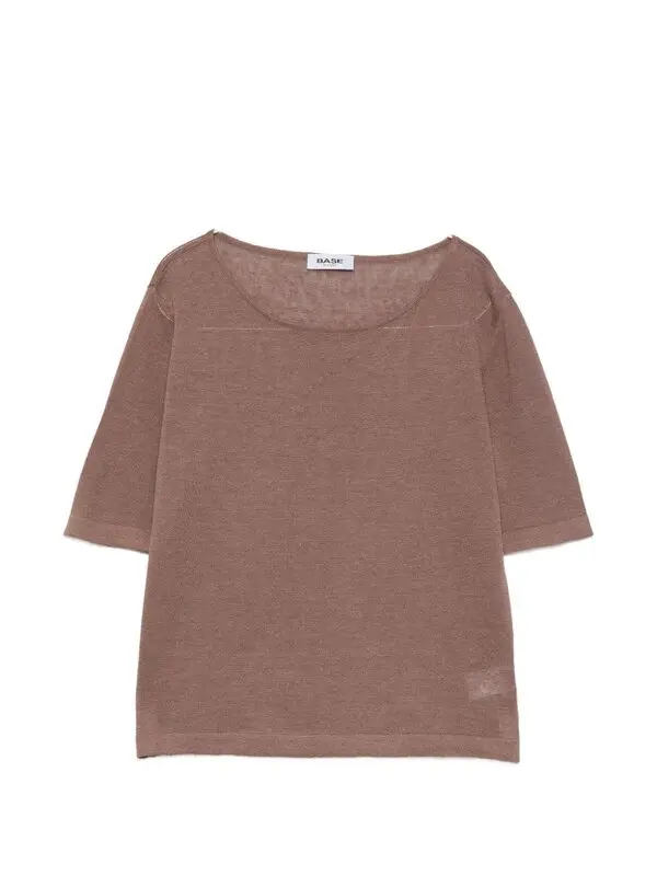 BASE Linen And Cotton Blend Sweater - Brown