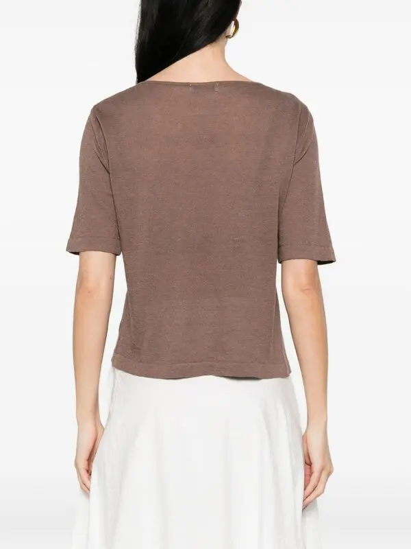 BASE Linen And Cotton Blend Sweater - Brown