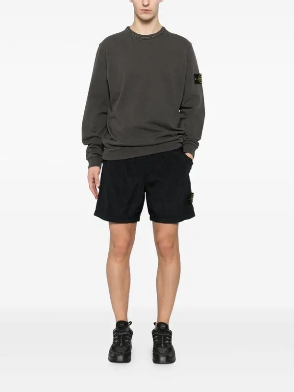 Stone Island Logo Cotton Crewneck Sweatshirt - Grey