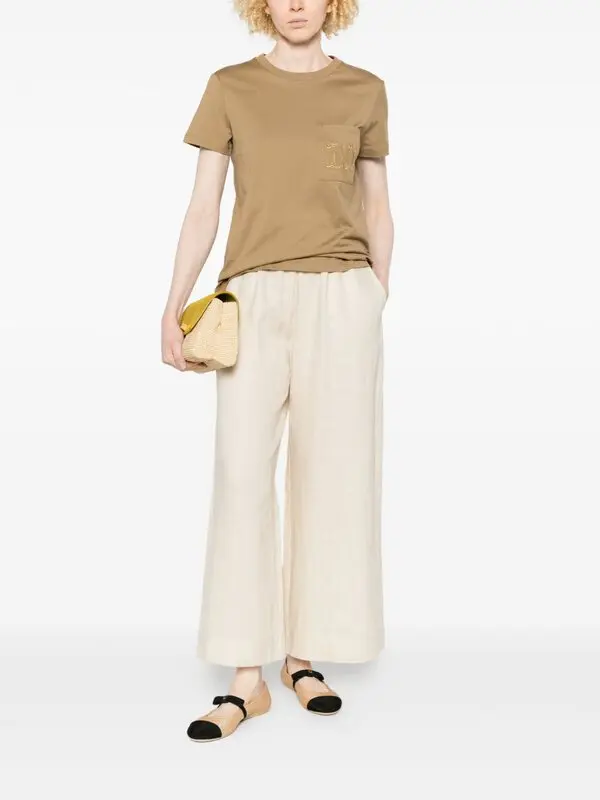 Max Mara Logo Cotton T-shirt - Beige
