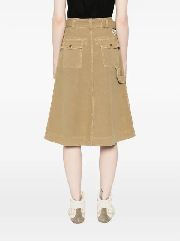 Moncler Cotton Long A-line Skirt - Beige