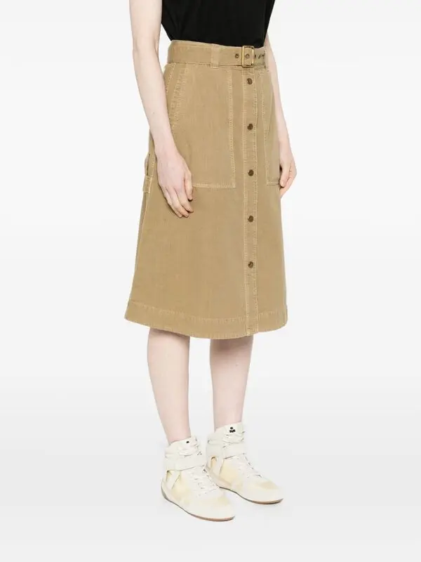 Moncler Cotton Long A-line Skirt - Beige