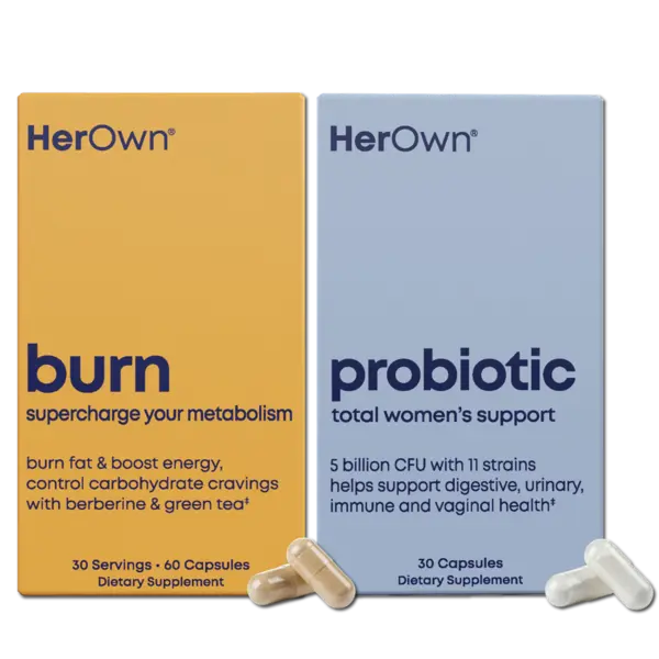 HER OWN Burn + Probiotic Capsules: Metabolism & Digestive Support Bundle - One-color