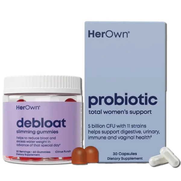 HER OWN Debloat Gummies + Probiotics Capsules: Digestive & Bloat Support Bundle - One-color