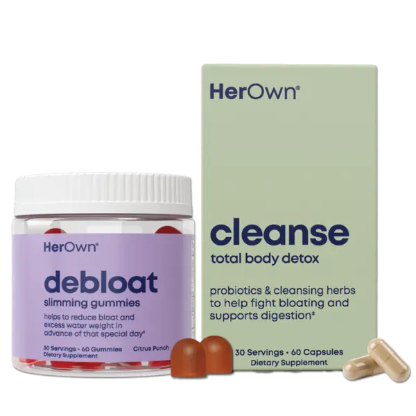 HER OWN Debloat Gummies + Cleanse Capsules: Digestive Support & Bloat Relief Bundle - One-color