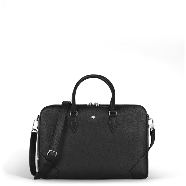 Montblanc Large Briefcase In Grain Leather - Black
