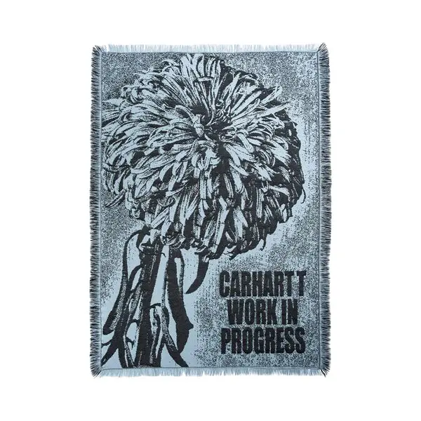 Carhartt Work In Progress Chrysanthemum Woven Blanket 'misty Sky - Black