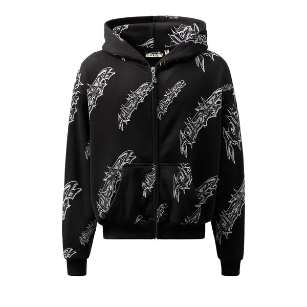 HELLSTAR Roll Print Graffiti Zip-up Hoodie