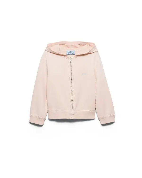 Prada Cotton Fleece Hoodie Zipper Jacket - Pink